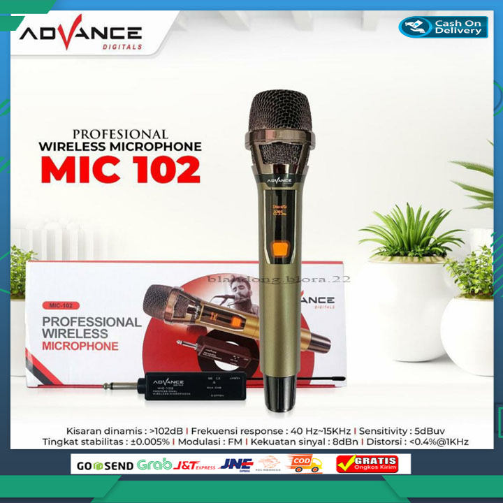Jual Mic wireless single advance 102 / Mic Profesional Wireless ...