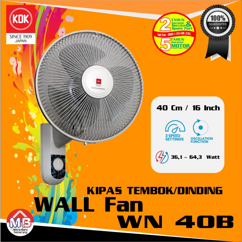 Jual KDK Wall Fan WN40B / Kipas Angin Dinding 16 inch / Kipas Angin WN ...
