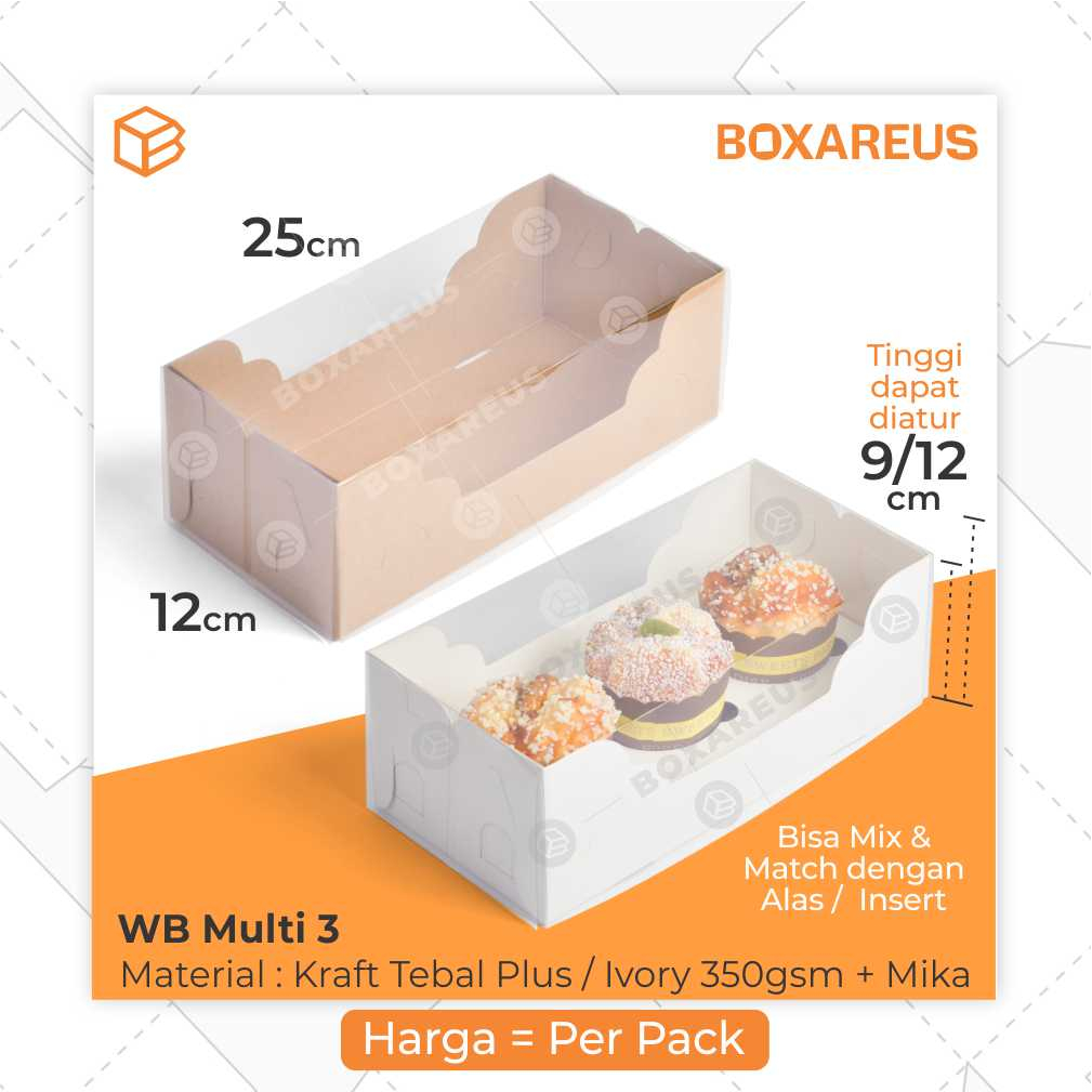 Jual Box Mika Roll Cake Dus Cupcake isi 3 Packaging Bolu Gulung Atur ...