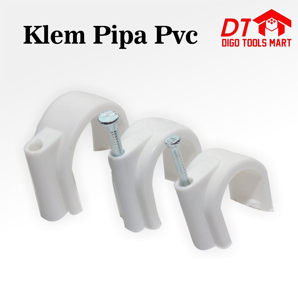 Jual Klem Plastik 1/2 inch Klem Paralon 1/2" Kleman + Paku Beton Klem ...