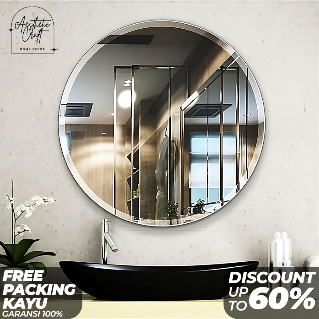 Jual Cermin Kaca Bulat/Lingkaran Bevel (BISA CUSTOM UKURAN) | Shopee ...