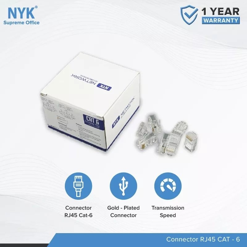 Jual Konektor Cat 6 NYK Original Rj45 Lan 1 Box isi 50pcs | NYK FTP ...