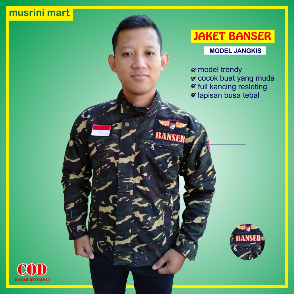 Jual Jaket Banser Model Jangkis Doreng Nasional Full Kancing Resleting ...