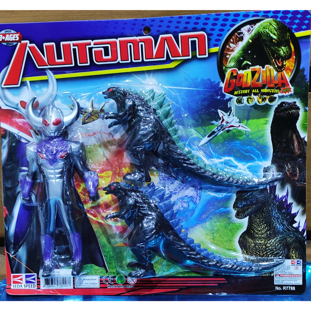 Jual ( JI ) Mainan Anak Robot Automan Set Robot Ultraman dengan Monster ...