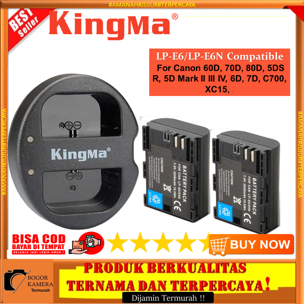 Jual KingMa Battery + Charger Set LP-E6 Canon 5D 5D2 5D3 80D | Shopee Indonesia