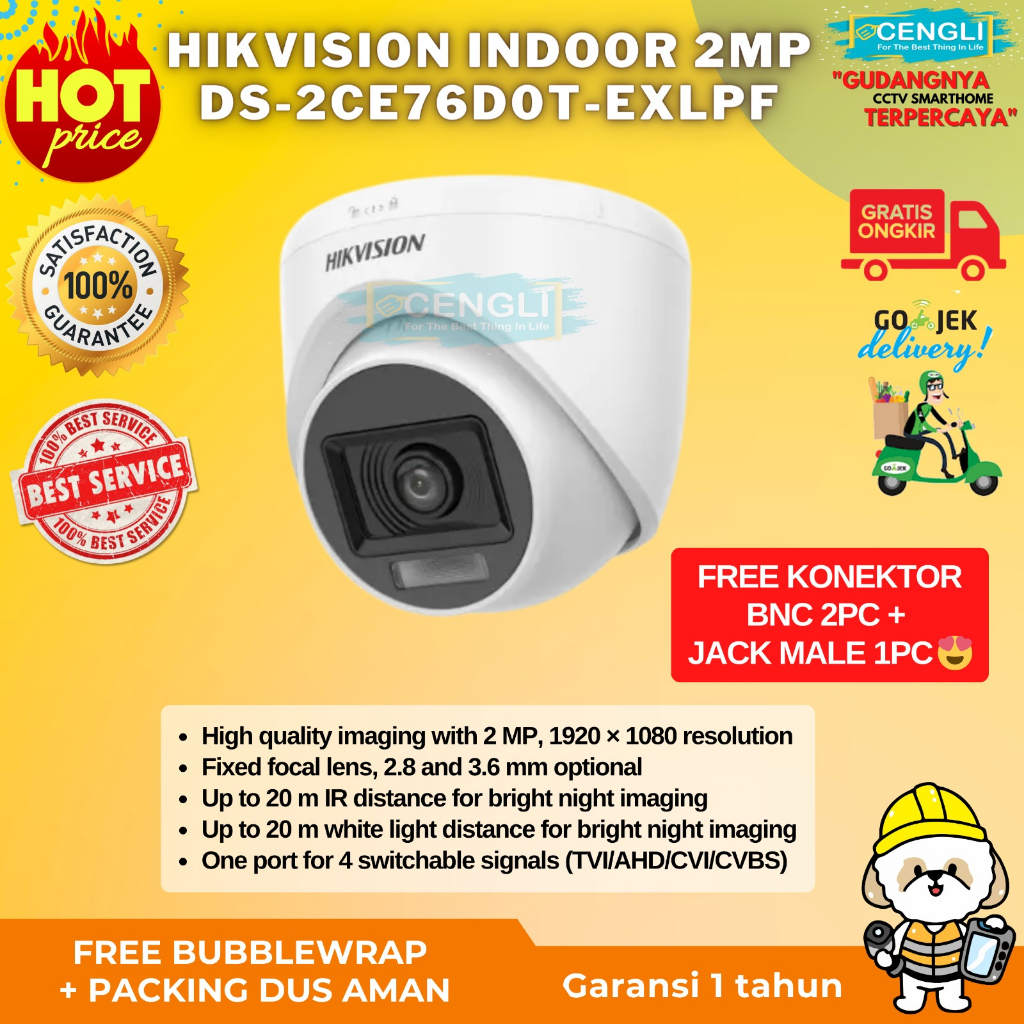 Jual CAMERA CCTV HIKVISION INDOOR DS-2CE76D0T-ITPF 2MP LENS GARANSI RESMI | Shopee Indonesia