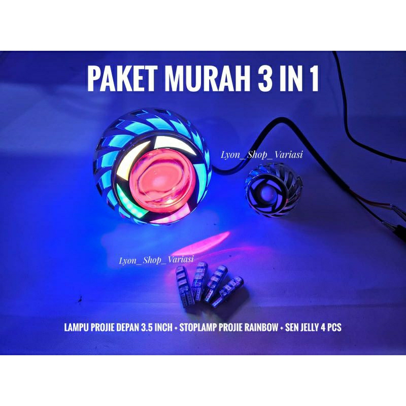 Jual Paket 3 in 1 Lampu Utama Projie Led 3.5 Inch + Stoplamp Projie ...