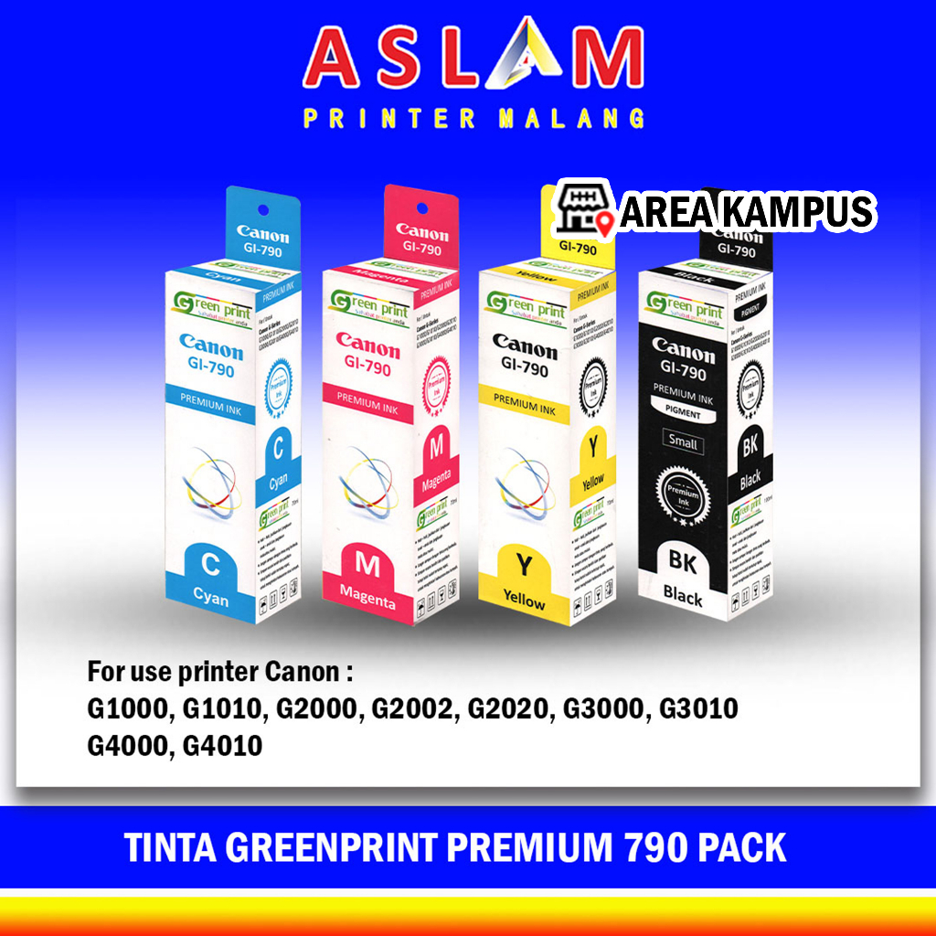 Jual NEW! TINTA GI 790 GREEN PRINT PREMIUM PRINTER CANON G-SERIES GI ...