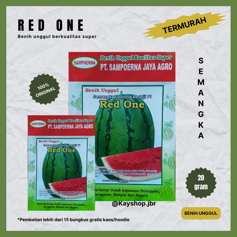Jual Benih Semangka Merah Lonjong Berbiji RED ONE - cap Sampoerna (isi ...