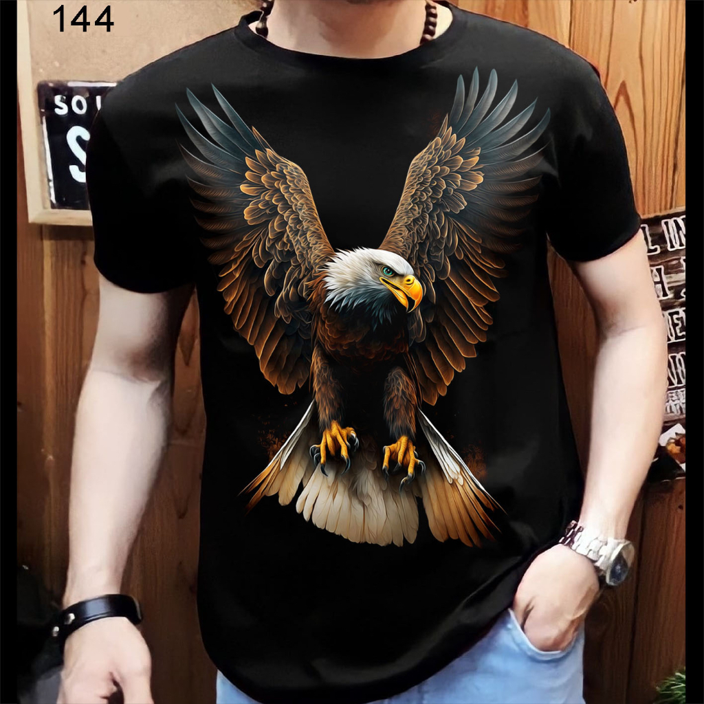 Jual Kaos Distro Pria Motif Gambar Elang Fullprint | Shopee Indonesia