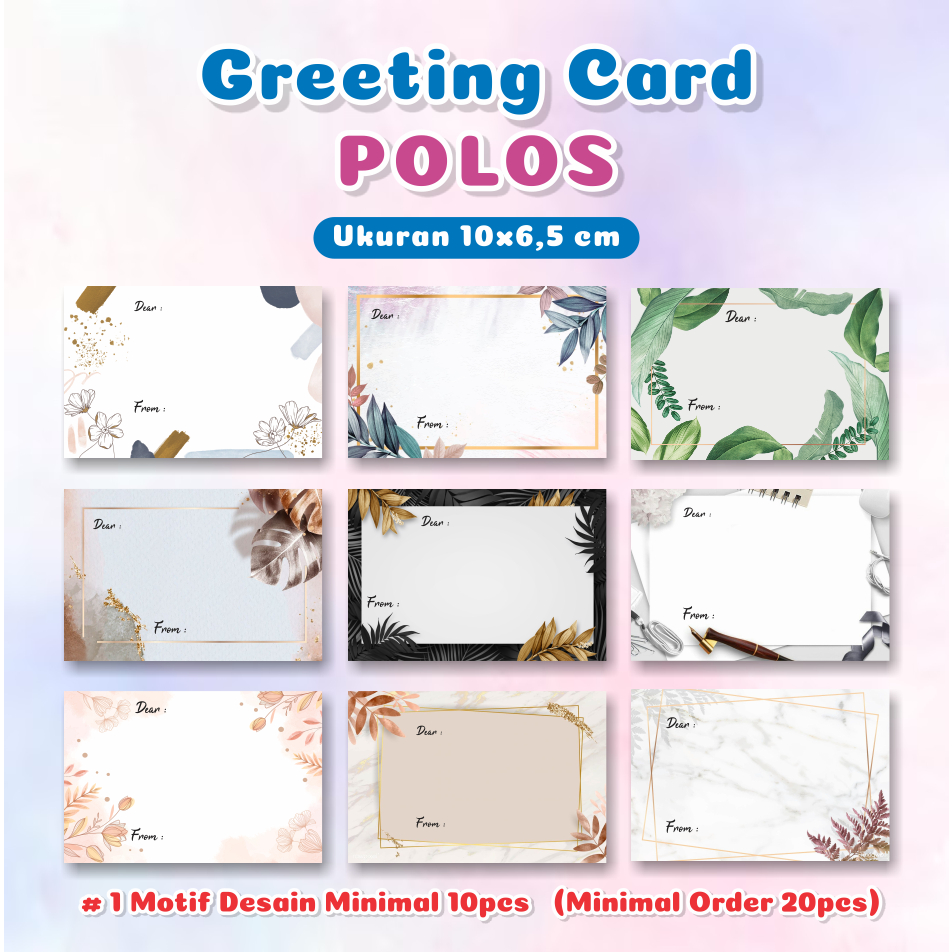 Jual Greeting Card POLOS Ukuran 10x6,5 cm - Gift Card - Kartu Ucapan ...