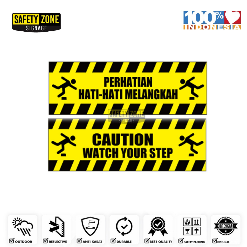Jual Sign Sticker hati - hati melangkanh/watch your step ukuran 10cm x ...