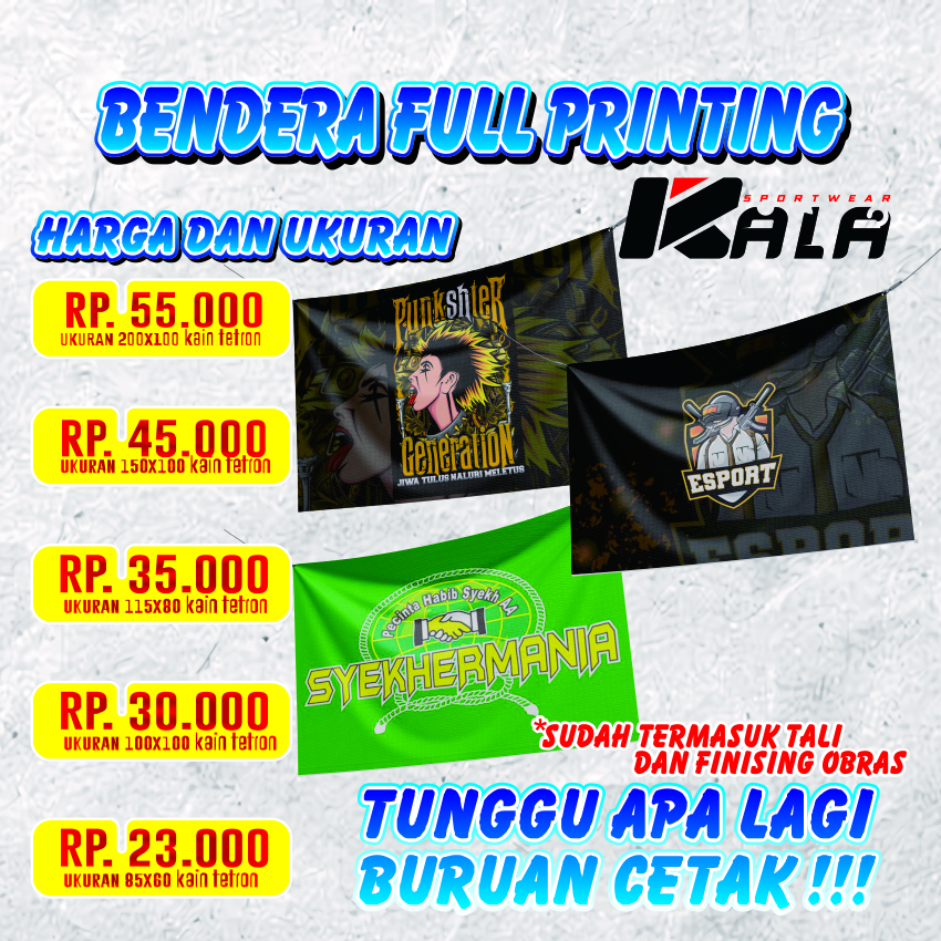 Jual Promo Bendera Custom Full Printing Kain Asli, Bendera, Umbul Umbul ...