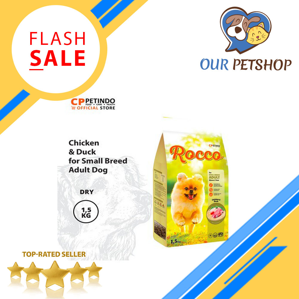 Jual Makanan Anjing Rocco Chicken & Duck Small Breed Adult Dog Food 1,5 ...