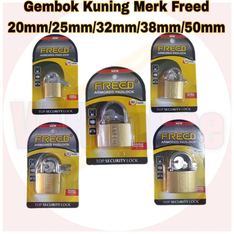 Jual Gembok Kuning 20mm/25mm/32mm/38mm/50mm merk Freed | Shopee Indonesia