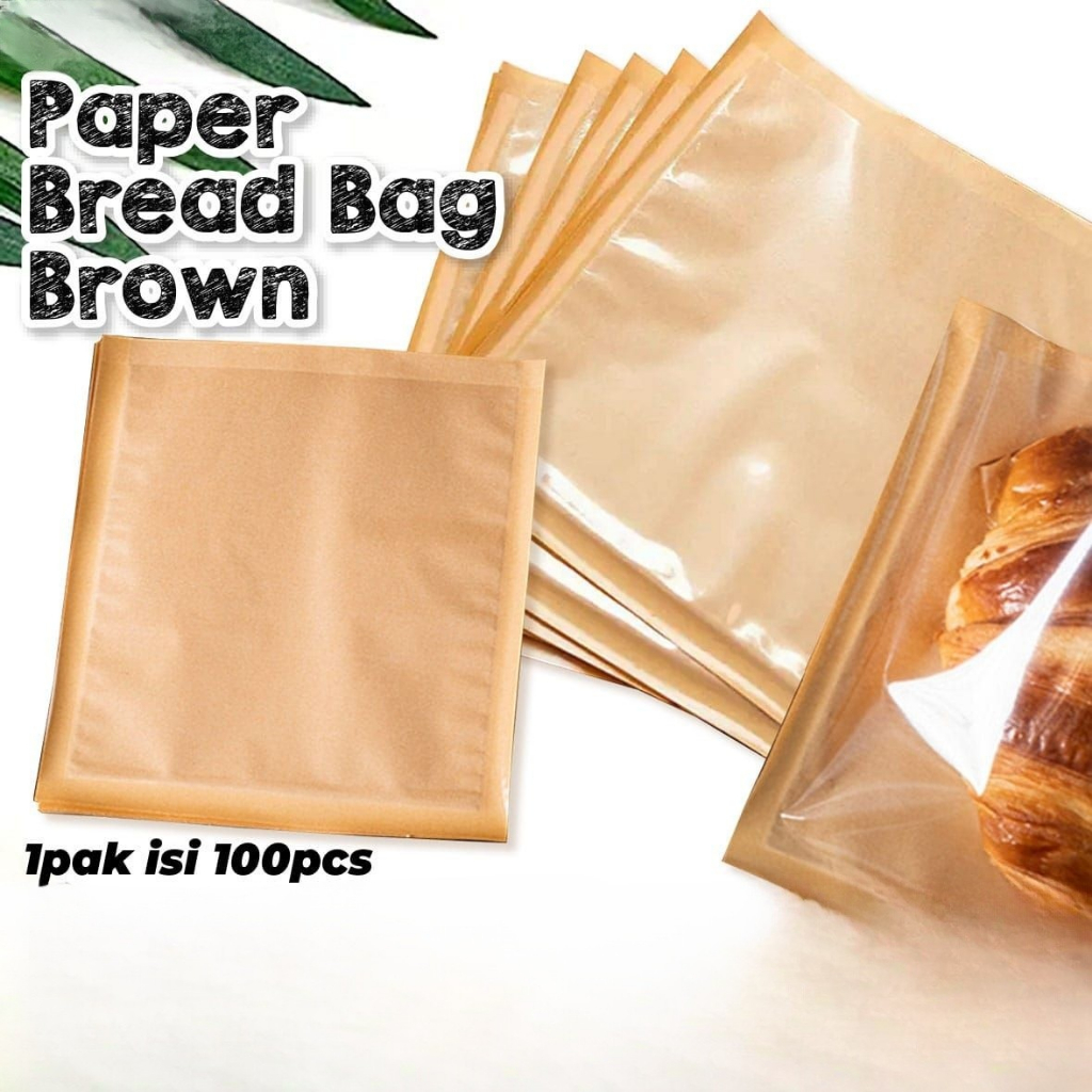 Jual Paper Bread Bag Brown | Kantong Roti Bahan Kertas & Plastik (1 Pak ...
