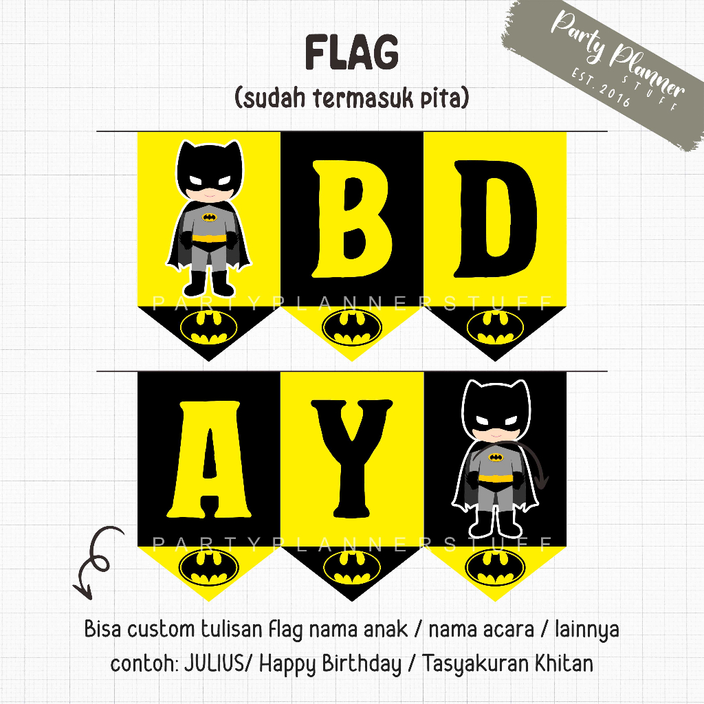 Jual Flag / Banner / Bendera dekor tema batman / superhero bunting ...