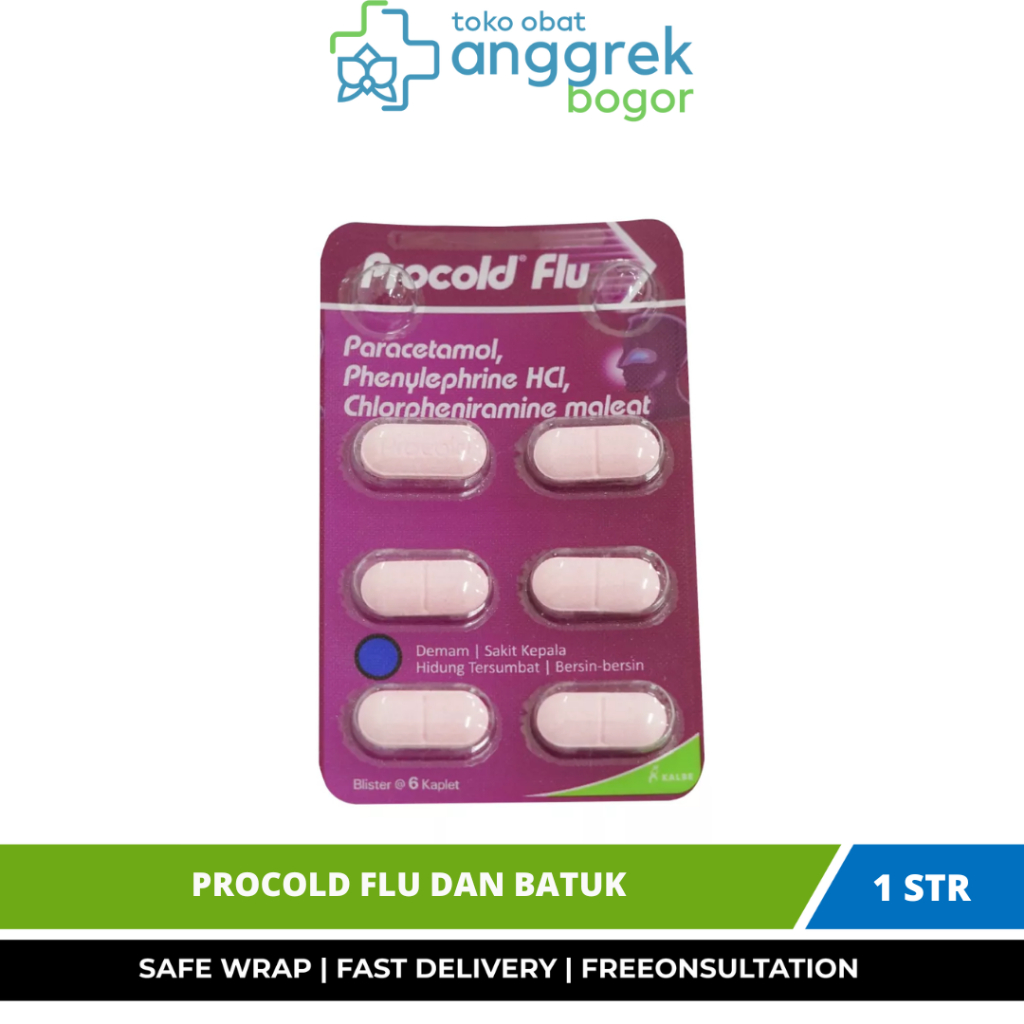 Jual PROCOLD FLU DAN BATUK/6 TABLET/OBAT UNTUK MERINGANKAN BATUK FLU ...