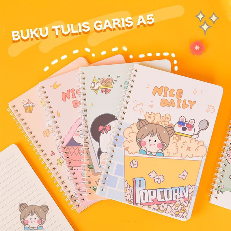 Jual Buku Tulis Garis A5 Notebook Ring Motif A5 Buku Tulis Sekolah Isi ...