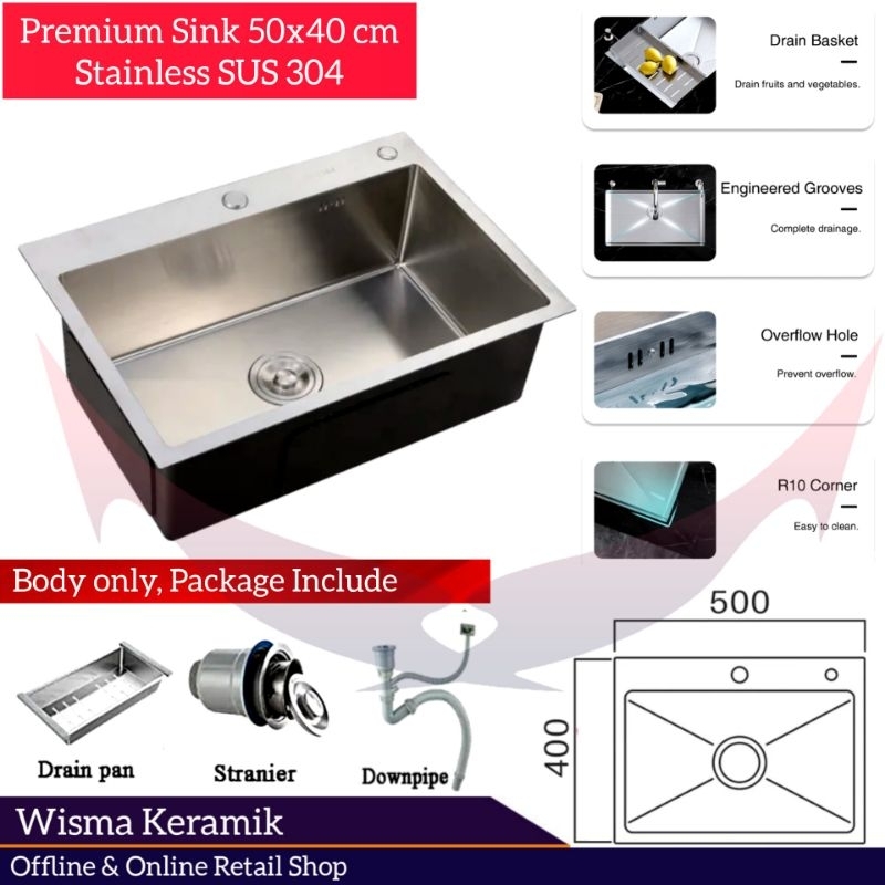 Jual bak cuci piring, Kitchen sink stainless sus 304 tebal 3 mm ukuran ...