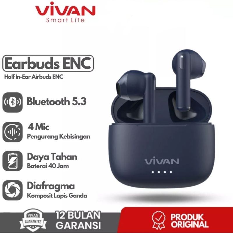 Jual VIVAN-T2 Earphone TWS Airbuds Extra Bass Stereo BT-5.3 Headset ...