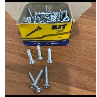 Jual SJT Skrup kayu bunga 1×8 sekrup baut cacing 1x8 wood screw sekerup ...
