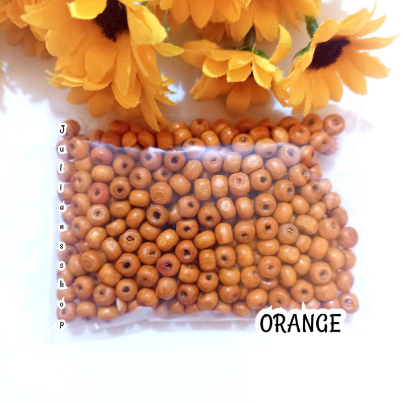 Jual [25 Gram] Manik 6mm Mote KAYU BULAT Bahan DIY Meronce 250 Biji/Pak ...