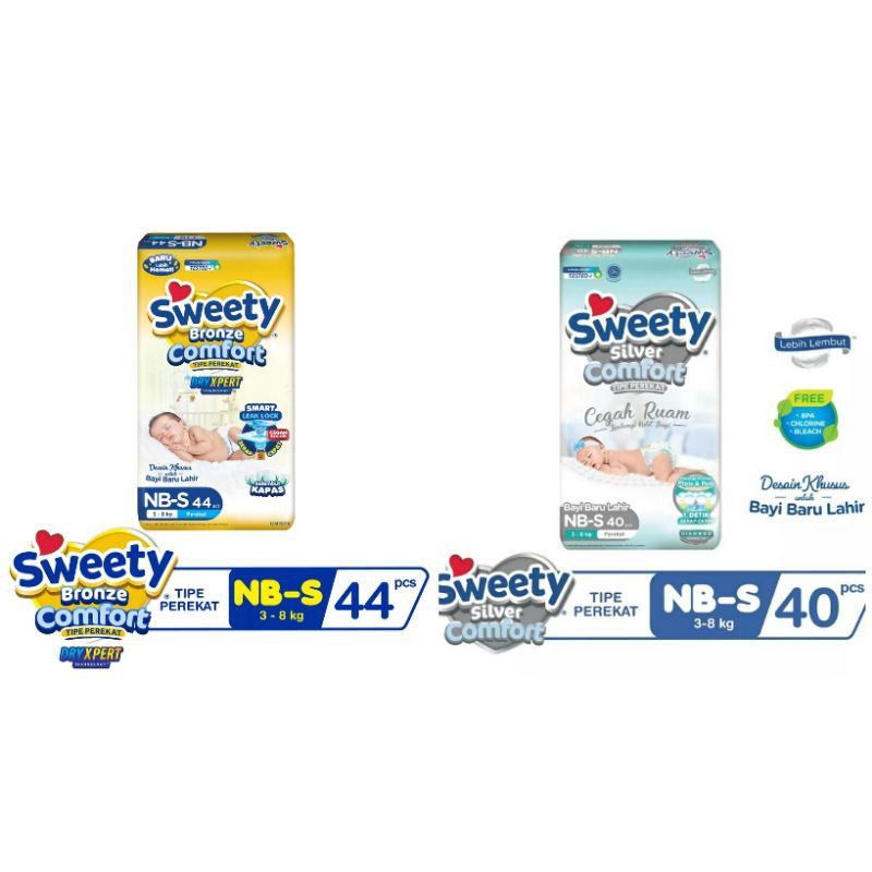 Jual SWEETY BRONZE NBS44 & SWEETY SILVER NBS40 (Popok Bayi Baru Lahir ...