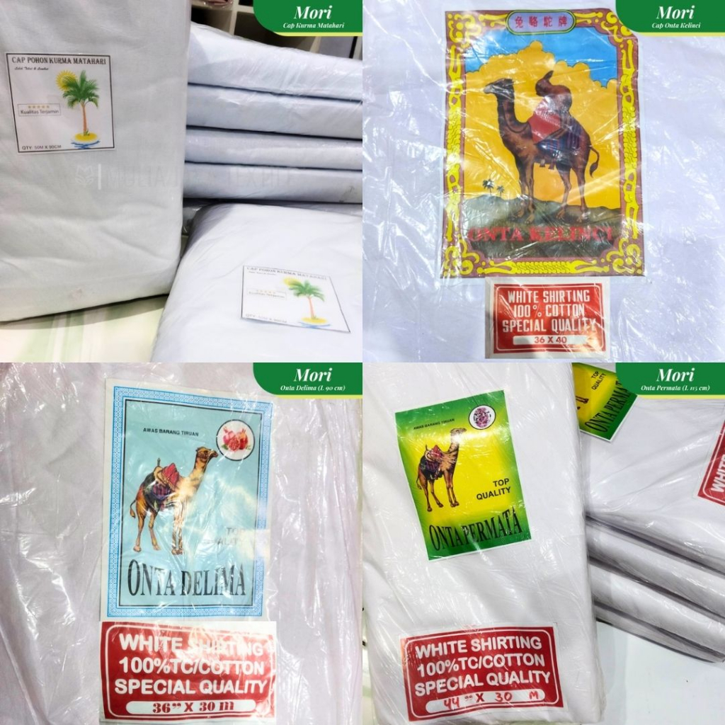 Jual Kain Mori Putih Murah Cap Onta Delima dan Onta Permata MORI ...