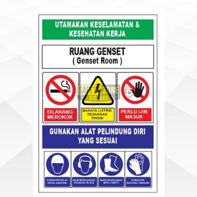 Jual Sign Akrilik Utamakn keselamatan dan kesehatan kerja (Ruang Genset ...