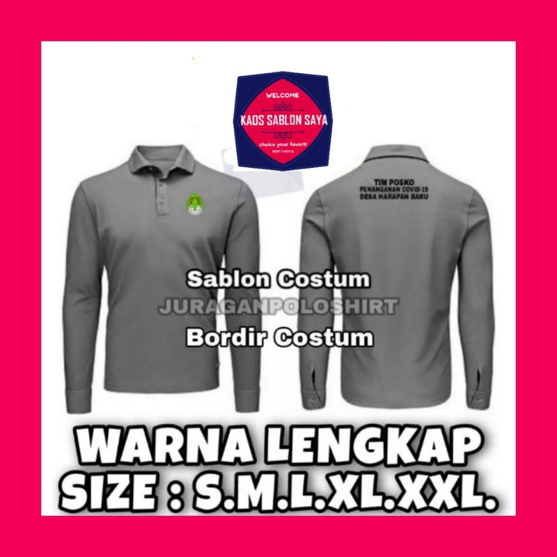 Jual Sablon Polo Costum Lengan Panjang Unisex Pria-Wanita//Polo Bordir ...