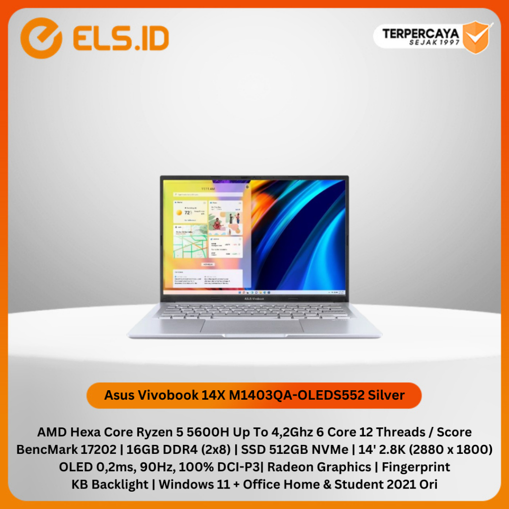 Jual Asus Vivobook 14X M1403QA-OLEDS552 Silver [Ryzen 5 5600H-16GB-SSD ...