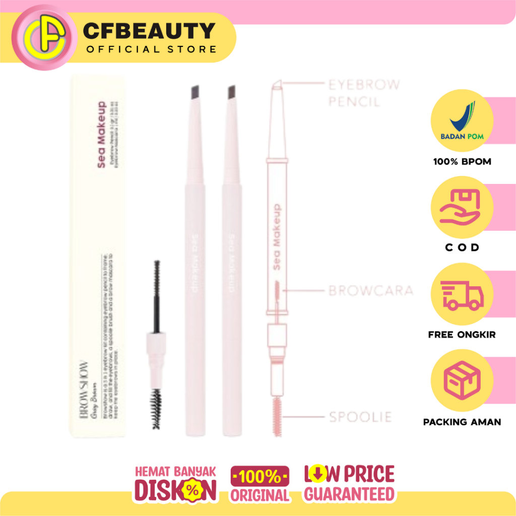 Jual Sea Makeup Browshow Eyebrow Trio Kit Pensil Alis 3in1 Waterproof ...