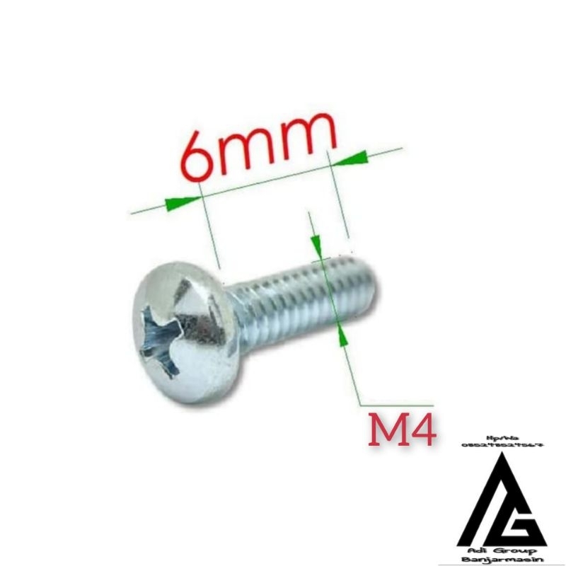 Jual Baut JP M4 x 6 ( Baut JP 4x6 ) / Baut JF M4 x 6 ( Baut JF 4x6 ) / Baut Obeng | Shopee Indonesia
