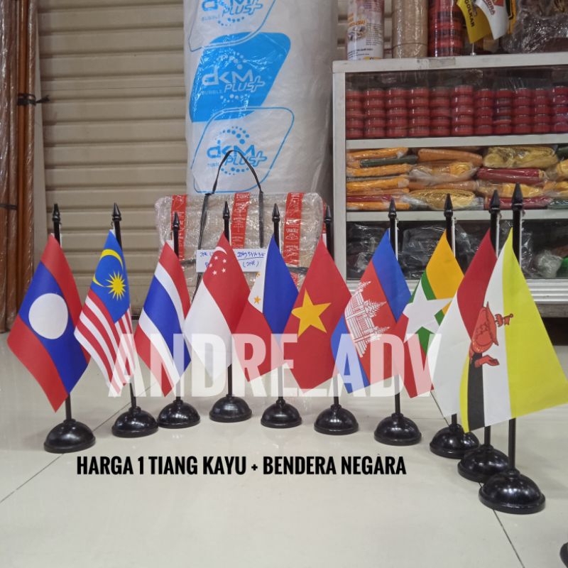 Jual 1 paket bendera negara dan tiang kayu meja ready stock | Shopee ...