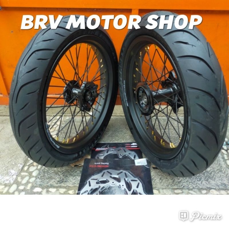 Jual Ban Set KLX 150 Velg 300-350-17 Ban Maxxis Tromol Original KLX ...