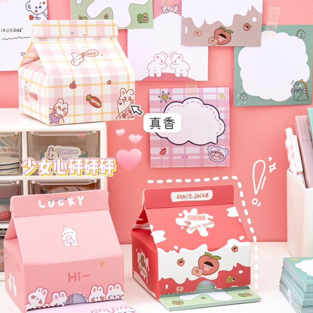 Jual Sticky Notes / Sticker Memo Bentuk Kotak Susu - Milk Carton Note ...