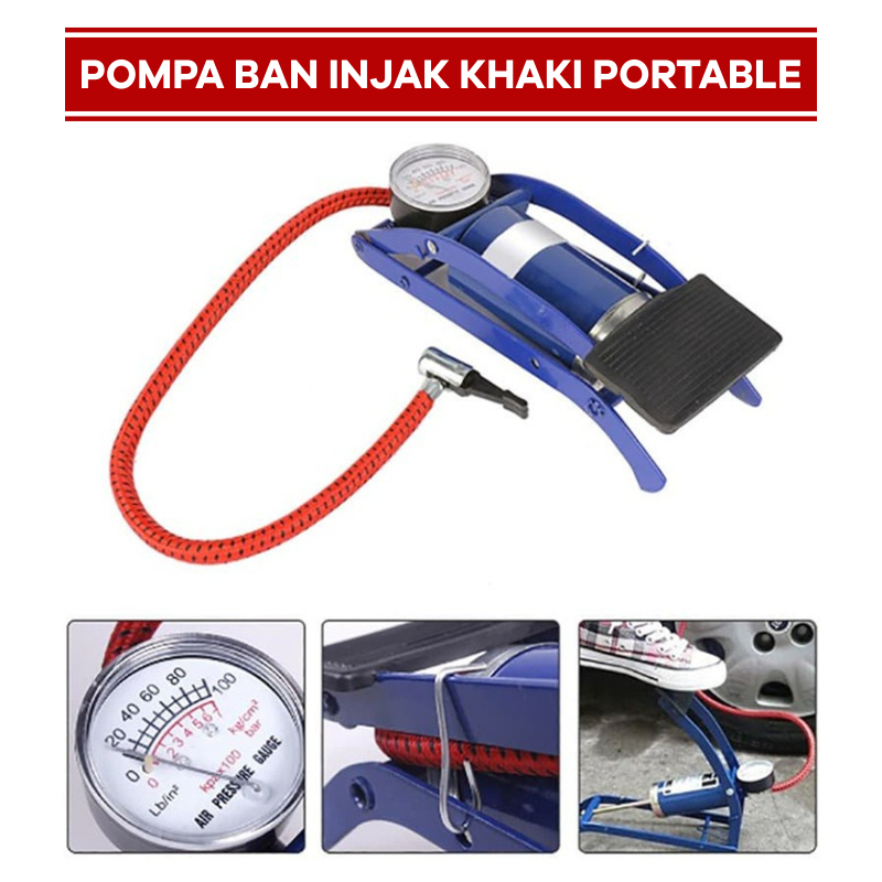 Jual Pompa injak kaki portable foot pump pompa angin ban mobil sepeda ...