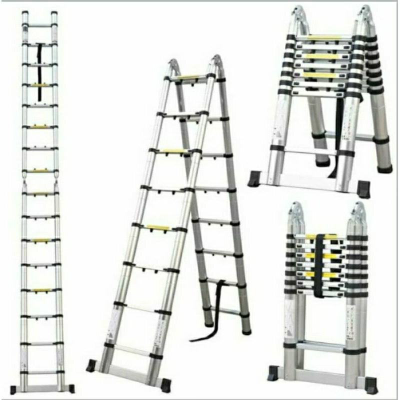Jual tangga lipat aluminium teleskopik 5m double | Shopee Indonesia