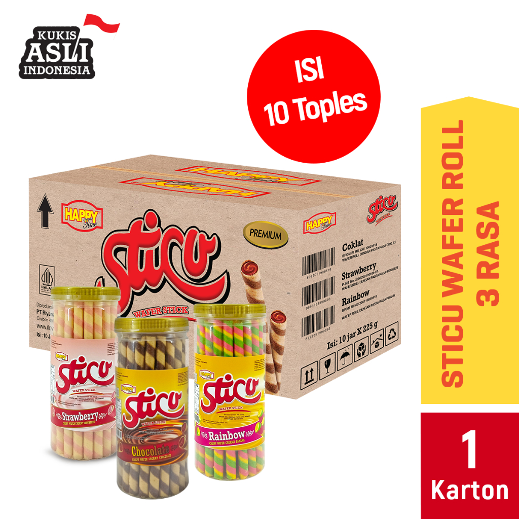 Jual Happy Time Astor Sticu Wafer Roll 3 Rasa (1 Karton isi 10 toples ...