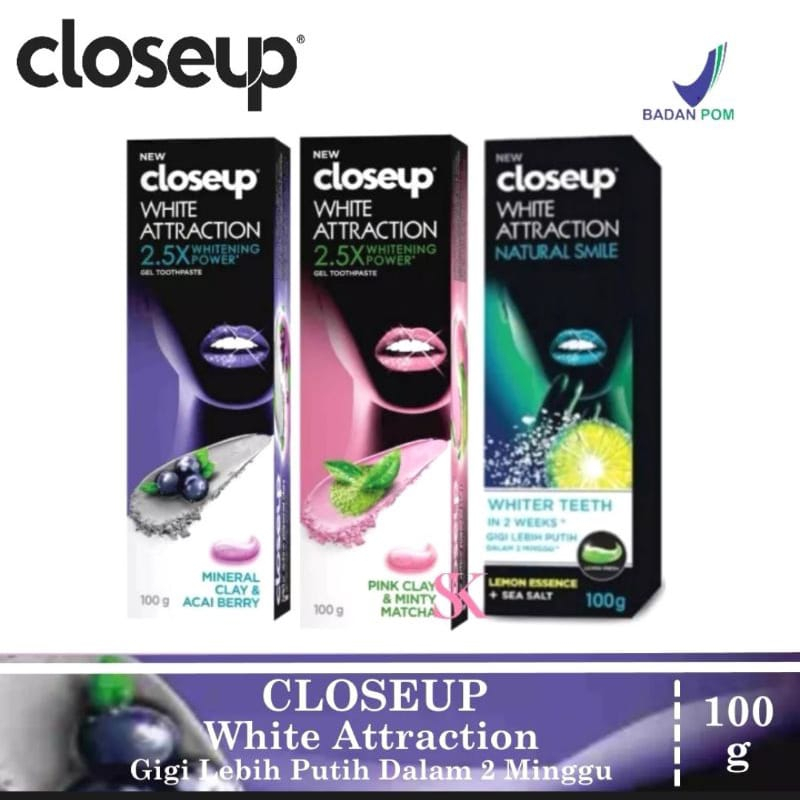 Jual Close up White Attraction Natural Smile & Acai Berry 2.5x Whitening Power Pasta Gigi 100g ...