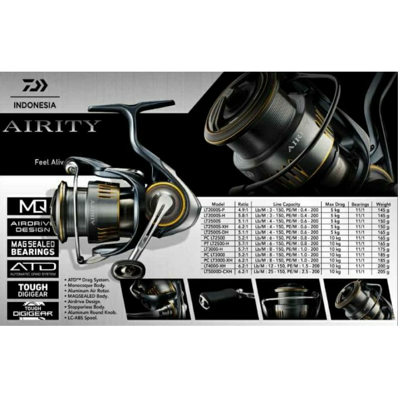 Jual REEL SPINNING DAIWA AIRITY 2023 LT 2000/2500/3000/4000/50000 - ORIGINAL | Shopee Indonesia