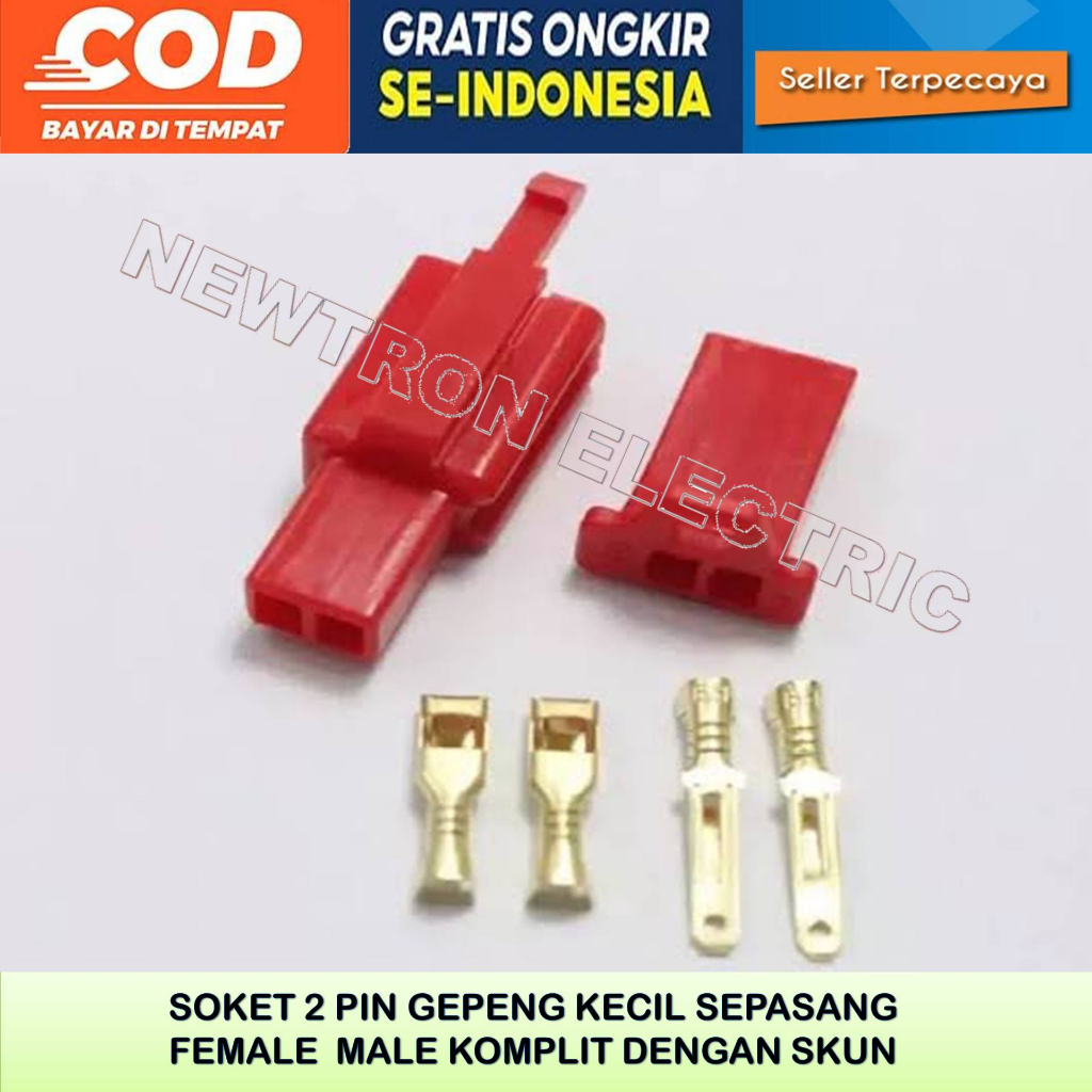 Jual SOKET 2 PIN MERAH SOKET KONEKTOR SOCKET CONNECTOR KABEL GEPENG ...