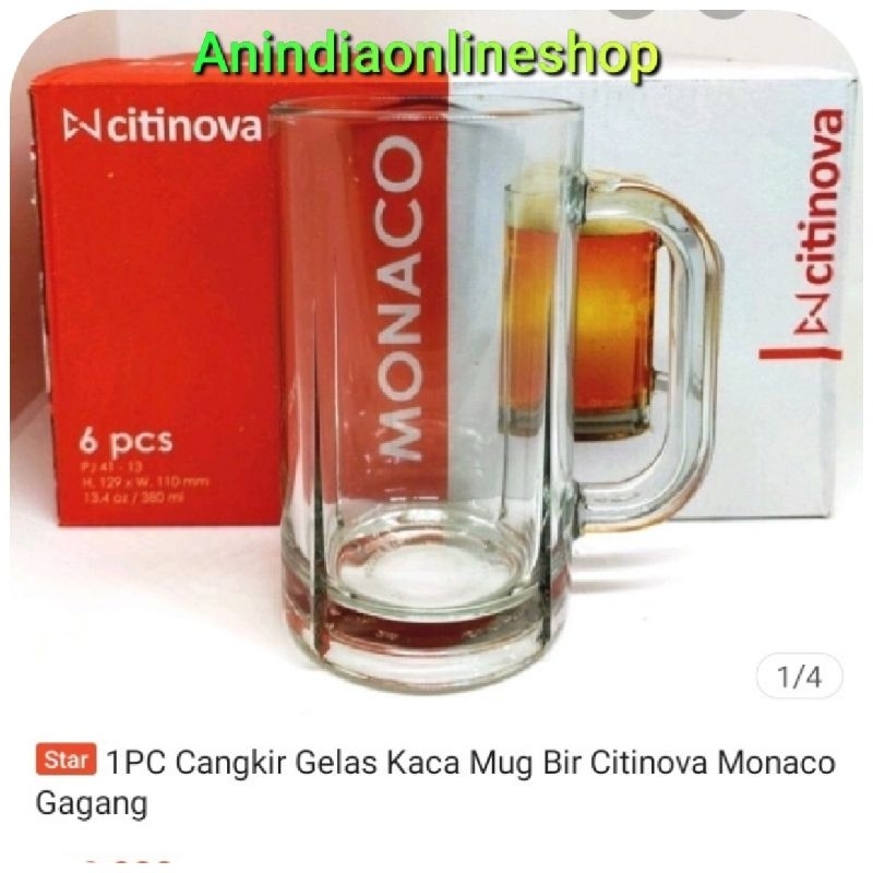 Jual gelas bir/mug kaca pegangan/gelas jus 380ml | Shopee Indonesia