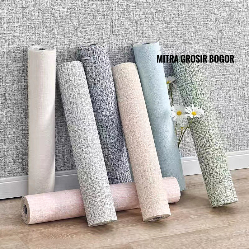 Jual [1 ROLL] WALLPAPER LINEN FOAM ROLL POLOS DAN MOTIF Wallpaper ...