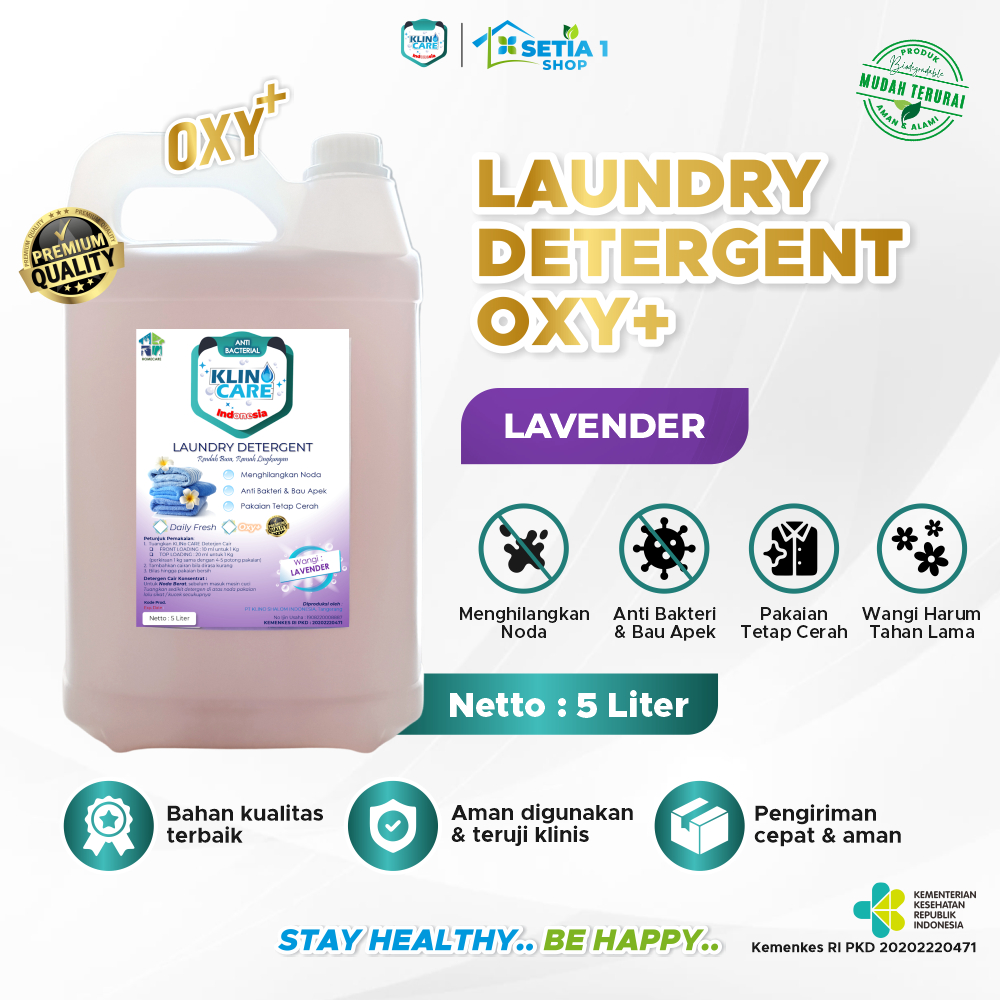 Jual Detergen Laundry 5 Liter Cair KLINO CARE Oxy+ Lavender Liquid ...