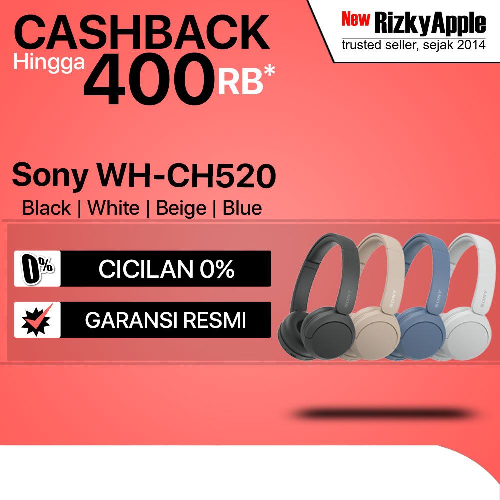 Jual Sony WH CH520 Extra Bass Bluetooth Headphone Wireless Headset / CH ...