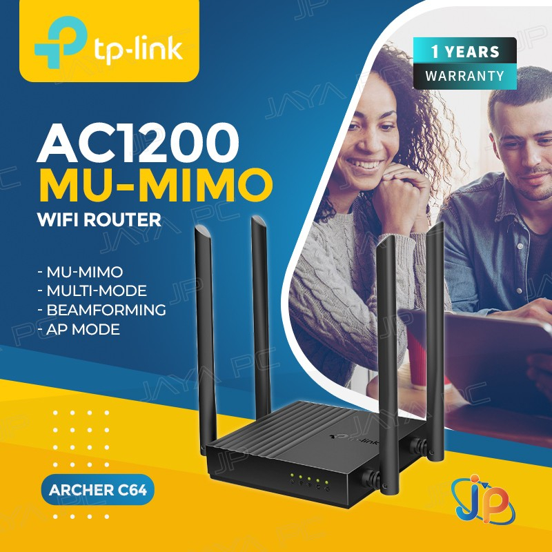 Jual TP-LINK ARCHER C64 AC1200 Dual-Band MU-MIMO Wifi Wireless Router ...