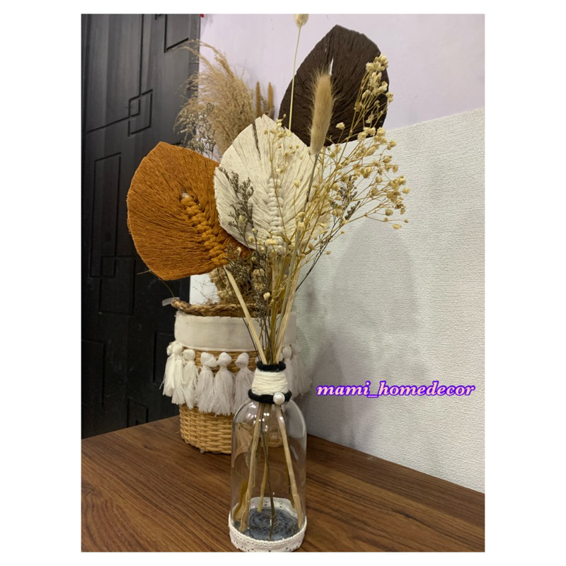 Jual pajangan bunga aesthetic bunga kering & paduan bunga daun macrame ...