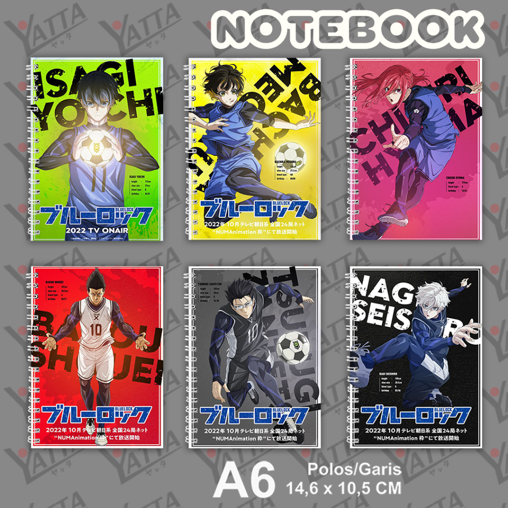 Jual Notebook Anime Ukuran A6 10,5 cm x 14,8 cm Blue Lock YOTAKUSHOP ...